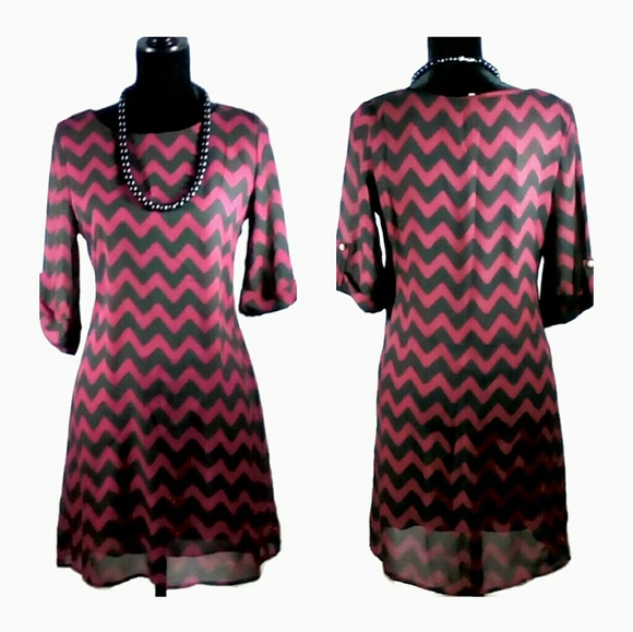 Rachel Kate | Dresses | Rachel Kate Burgundy Chiffon Chevron Midi Dress ...